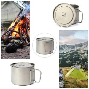 BIVOUAC 900ml Titanium Pot With Lid Titanium Cup titanium camping cookware Camp Pot Titanium Coffee Cup Backpacking