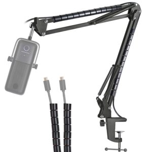 mic boom arm compatible with elgato wave:3 microphone, professional adjustable scissor microphone stand wave3 by youshares