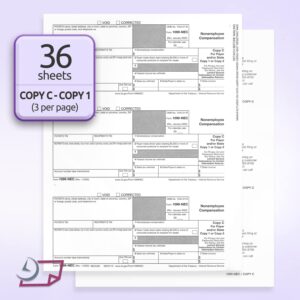 NextDayLabels - 1099-NEC Forms for 2024, 4-Part Tax Forms, Vendor Kit of 50 Laser Forms and 50 Self-Seal Envelopes, Forms Designed for QuickBooks, TFP and Other Accounting Software