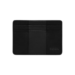 fossil men's everett leather slim minimalist card case front pocket wallet, black, (model: ml4398001)