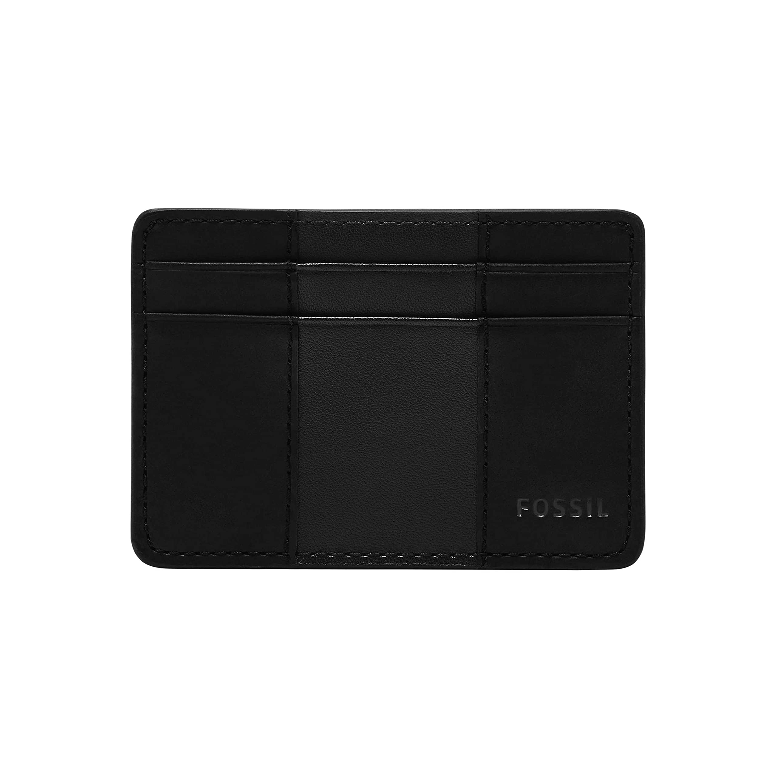 Fossil Men's Everett Leather Slim Minimalist Card Case Front Pocket Wallet, Black, (Model: ML4398001)