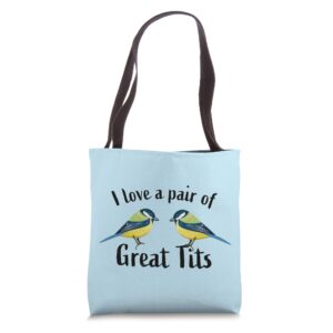 pair of great tits | bird watching gift tote bag