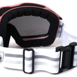 Khan Retro Pink - Adjustable Snow Goggles for winter skiing and snowboard with 100% UV Protection. One size fits all.