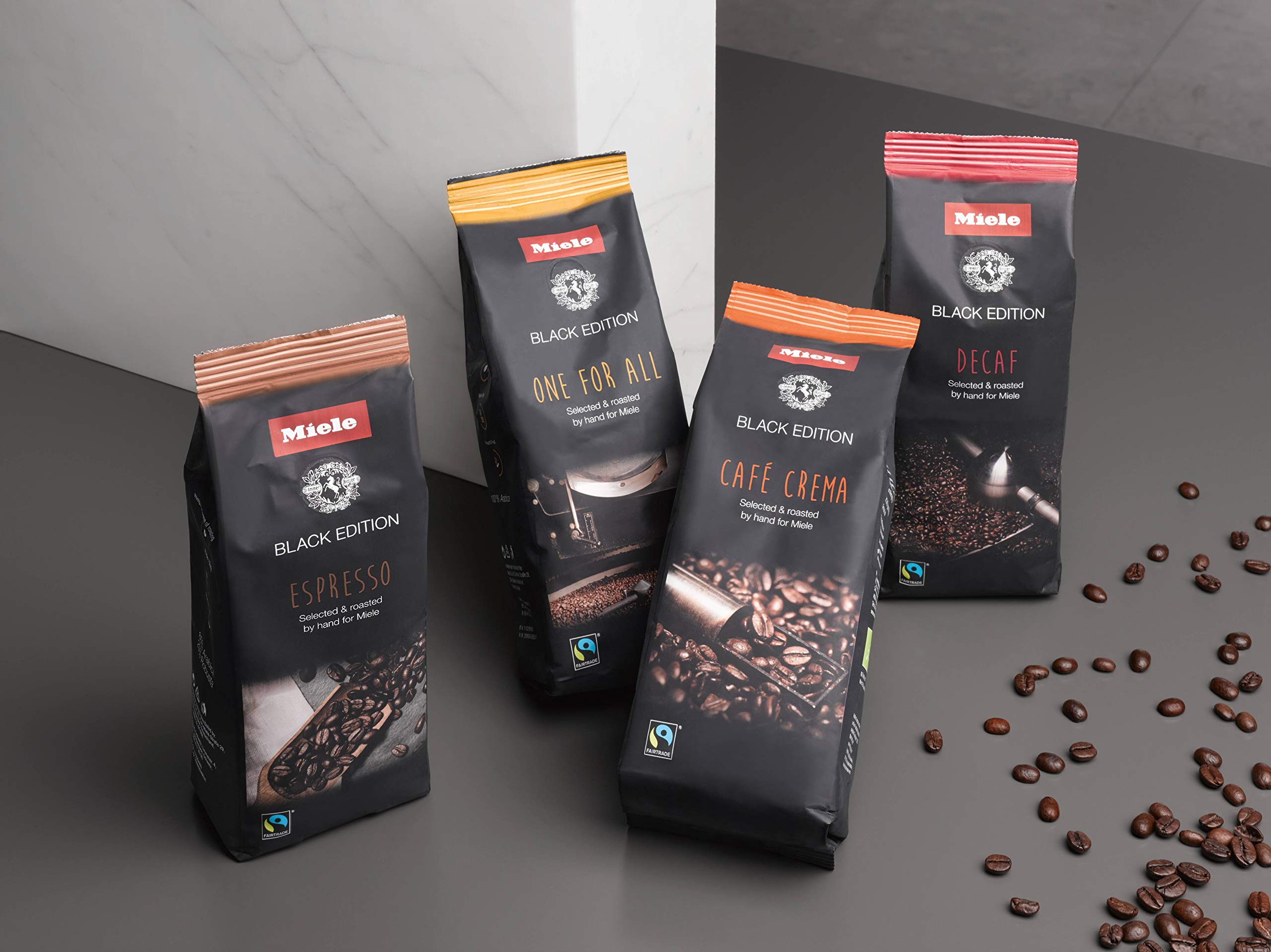 Miele Black Edition One For All Hand-Selected & Hand-Roasted Whole Coffee Beans - USDA Organic, Fair Trade Certified - 8.8 oz (250g)