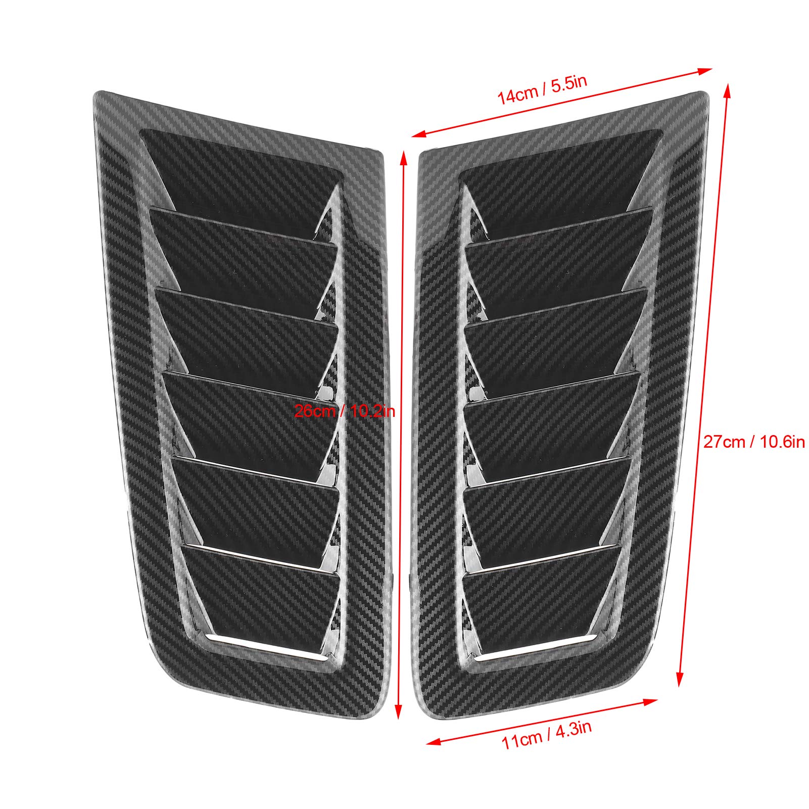 hood vents for cars - Qiilu 2 pcs Car Bonnet Vents, Universal Bonnet Air Vents Engine Hood Car Exterior Parts Fit for Focus RS MK2 Style(Carbon Fiber Color)