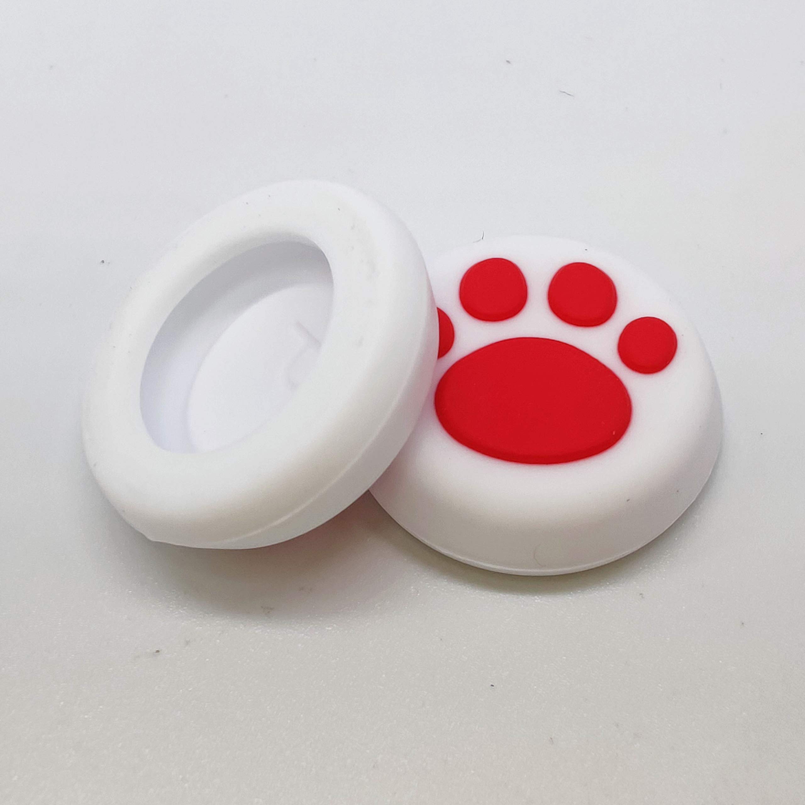 2PCS Analog Stick Thumb Stick Grips Thumbsticks Joystick Cap for PS5 PS4 Slim Pro PS3 Xbox one Xbox 360 PS2 Xbox one X S Elite DualShock 4 Switch Pro Wii U Controller White-Red Paw