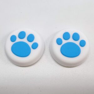 2pcs analog stick thumb stick grips thumbsticks joystick cap for ps5 ps4 slim pro ps3 xbox one xbox 360 ps2 xbox one x s elite dualshock 4 switch pro wii u controller white-blue paw