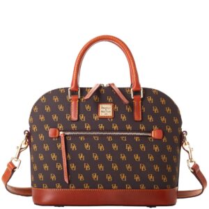 dooney & bourke handbag, gretta domed zip satchel - brown tmoro