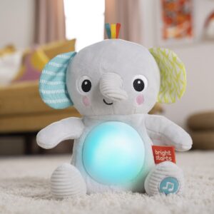 Bright Starts Hug-a-Bye Baby Elephant Stuffed Animal Musical Toy, Soft Toy Soother Plays Songs & Lights up, Newborn and up