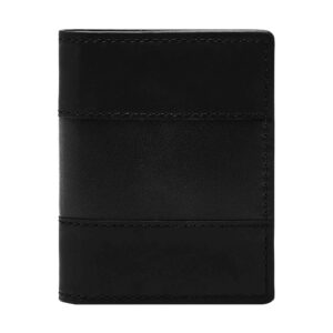 fossil men's everett leather bifold card case wallet, black, (model: ml4399001)