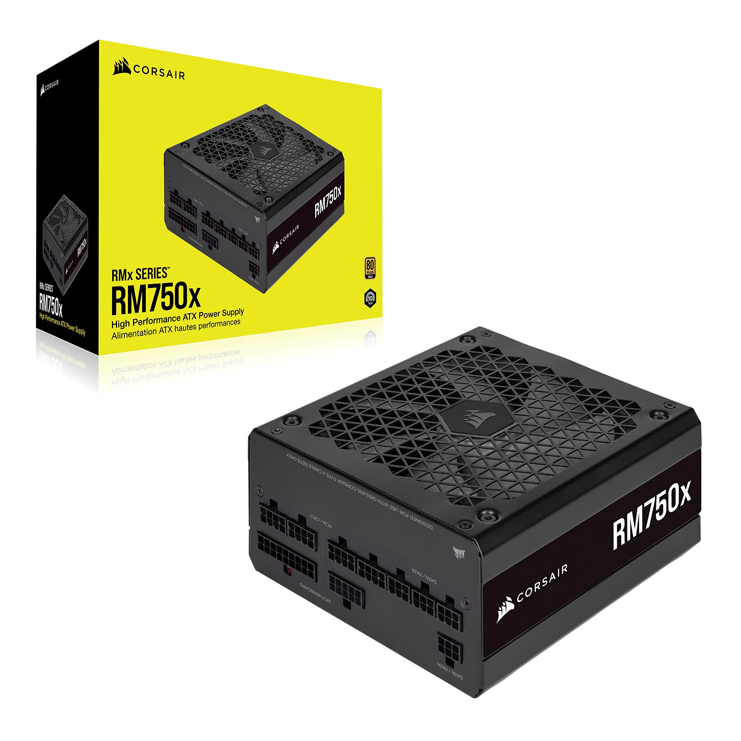 CORSAIR RM750x Fully Modular ATX Power Supply - 80 PLUS Gold - Low-Noise Fan - Zero RPM - Black