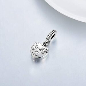 LONAGO Heart Urn Charm Hold Ashes for Bracelet Necklace 925 Sterling Silver Heart Shape Picture Bead Charm Gift for Women