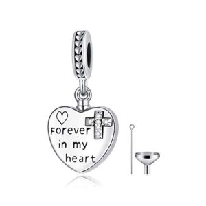 lonago heart urn charm hold ashes for bracelet necklace 925 sterling silver heart shape picture bead charm gift for women