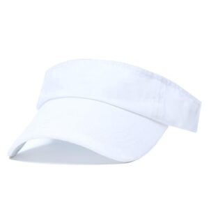 ANDICEQY Sport Sun Visor Hats Adjustable Empty Top Baseball Cap Cotton Ball Caps for Women and Men (White)