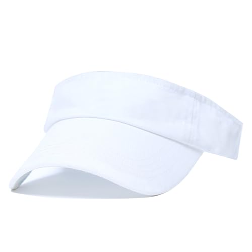 ANDICEQY Sport Sun Visor Hats Adjustable Empty Top Baseball Cap Cotton Ball Caps for Women and Men (White)