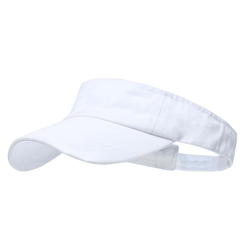 ANDICEQY Sport Sun Visor Hats Adjustable Empty Top Baseball Cap Cotton Ball Caps for Women and Men (White)