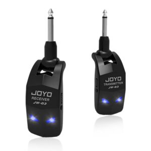 joyo 2.4ghz wireless guitar system 4 channels rechargeable audio wireless transmitter receiver for guitar bass electric instruments (jw-03)