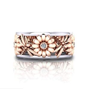 wenbin silver rings daisy white sapphire silver rings women's elegant sunflower dragonfly hollow finger ring band jewelry cubic zirconia ring size 6-10 (us 10)