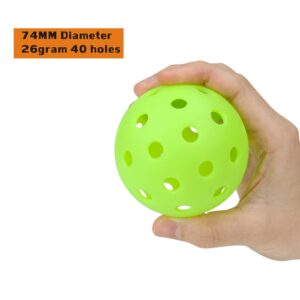 JINJIAN Pickleballs 6 Pack Balls-40 Holes, Outdoor Pickleball USAPA Approved Performance Pickleballs, Specifical Designed for Courts Play, High-Vis Optic Green Pickleballs(6 Pack)