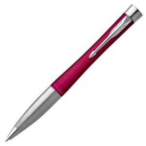 parker urban twist ballpoint pen | vibrant magenta with chrome trim | medium point blue ink refill | gift box