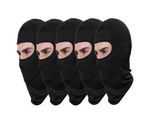 pack of 5 black ski face mask men sun balaclava dust proof for outdoor riding fishing headgear