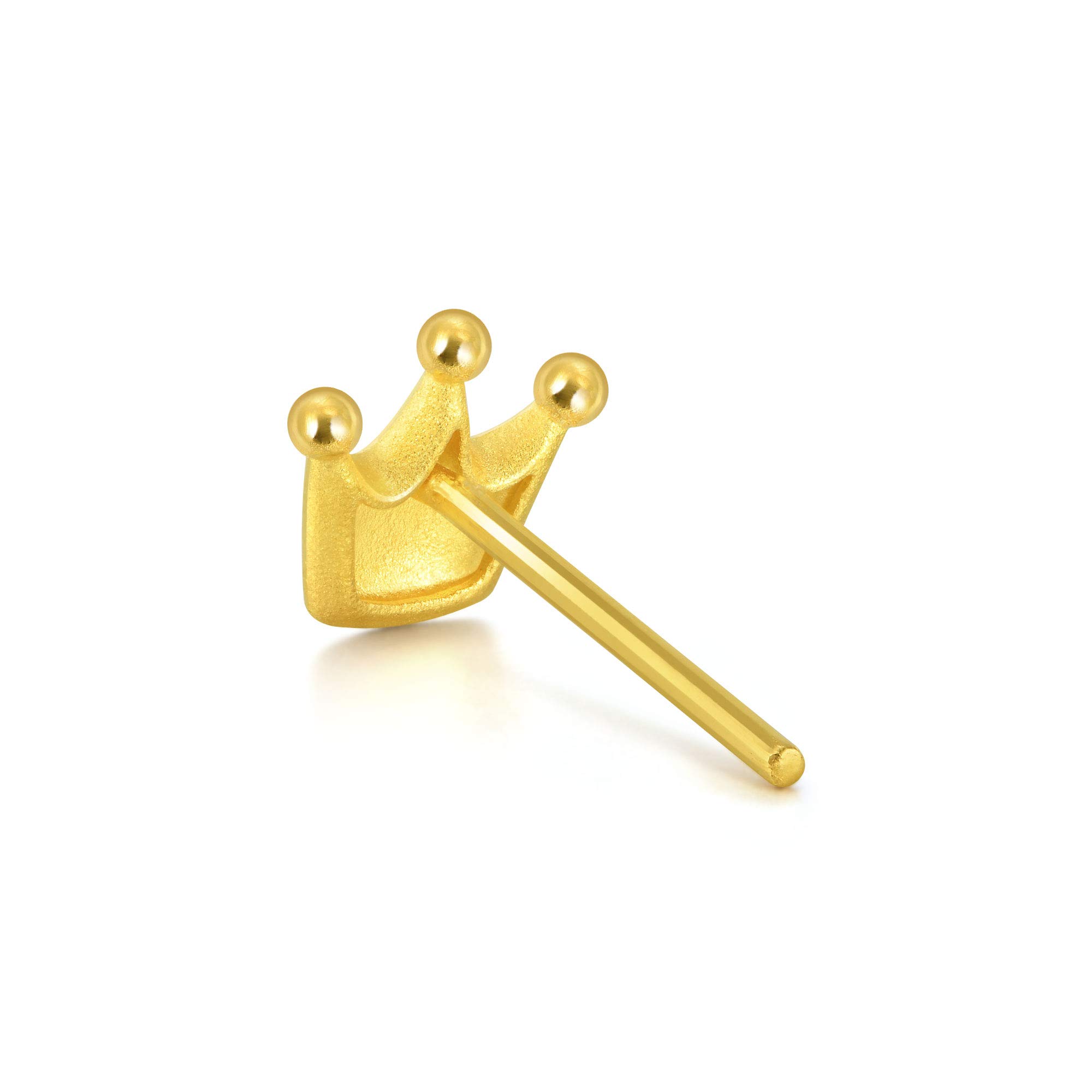 CHOW SANG SANG 999.9 24K Solid Gold Crown Single Stud Earring 91936E (Sold Single Not Pair)