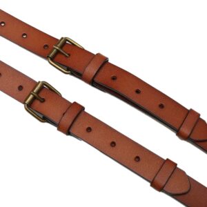 EURYNOME Leather Suspenders For Men Wide Genuine Leather Suspenders Adjustable Brown Personalized groomsmen gifts