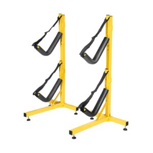 double kayak storage rack free standing storage for two kayak, sup, canoe and paddleboard, indoor outdoor or garage