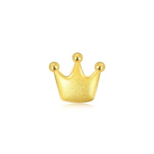 CHOW SANG SANG 999.9 24K Solid Gold Crown Single Stud Earring 91936E (Sold Single Not Pair)