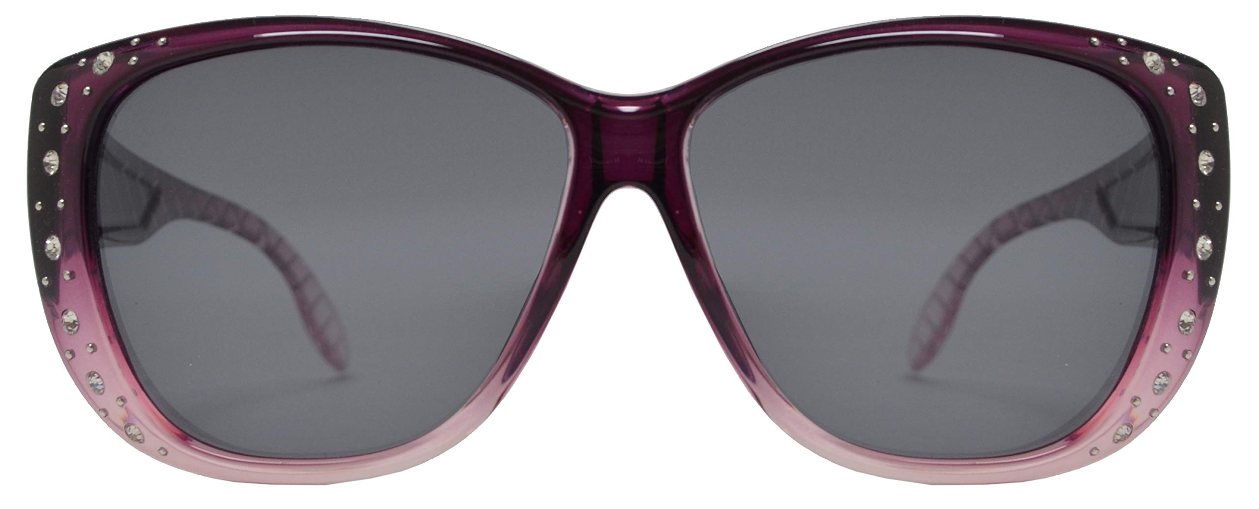 PZ - Polarized Sunglasses Wear to Cover Over Prescription Glasses UV Protection Rhinestones (Purple Fade + Polarized Grey)