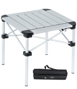 iclimb lightweight stable alu. folding square table roll up top with carry bag for camping picnic backyards bbq camp kitchen (silver, s)