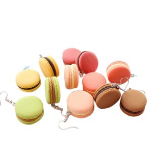 3-5pairs cute dessert macaron popcorn hamburg pizza dangle earrings hamburger pizzas desserts food jewelry cartoon drop earrings wedding gift for women girls-5