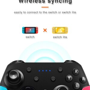 Wireless Switch Pro Controller for Nintendo Switch with Adjustable Turbo Function,Dual Vibration Function,Gyro 6-Axis and High Battery Life. Remote Gamepad Joystick for Switch Console, Red&Blue