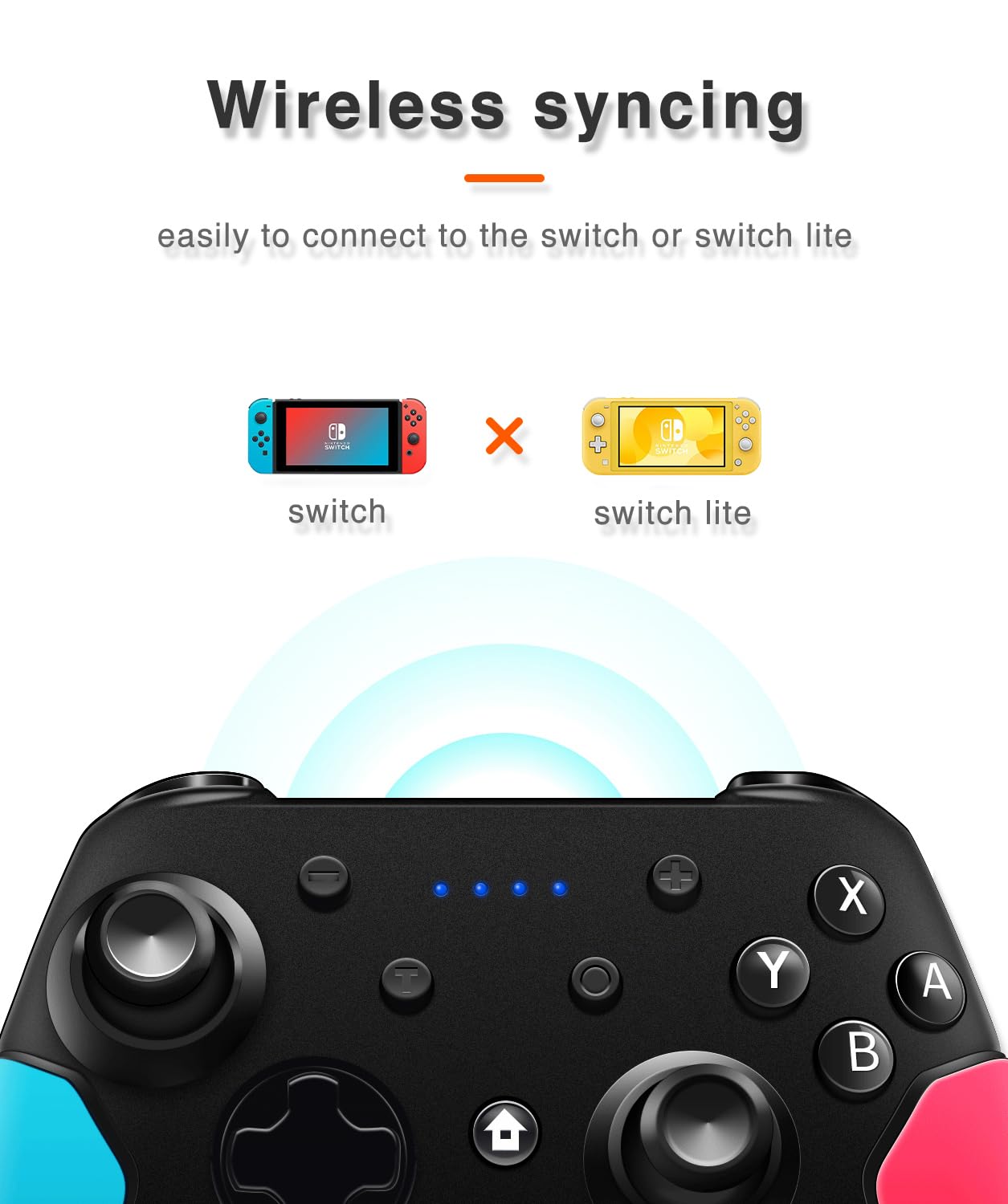 Wireless Switch Pro Controller for Nintendo Switch with Adjustable Turbo Function,Dual Vibration Function,Gyro 6-Axis and High Battery Life. Remote Gamepad Joystick for Switch Console, Red&Blue