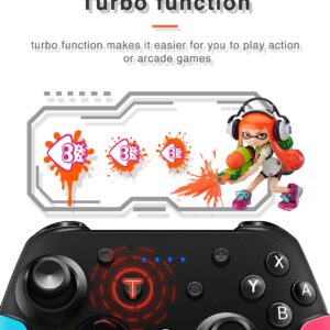 Wireless Switch Pro Controller for Nintendo Switch with Adjustable Turbo Function,Dual Vibration Function,Gyro 6-Axis and High Battery Life. Remote Gamepad Joystick for Switch Console, Red&Blue