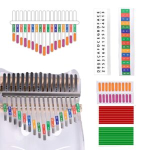 ubrand 2set kalimba thumb piano note stickers for beginner learner musical gift and kalimba scale sticker percussion (color)