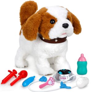 airbition realistic puppy dog toy for kids, walking, barking, singing, tail wagging, like real robotic present pet toy for toddler kids girls boys