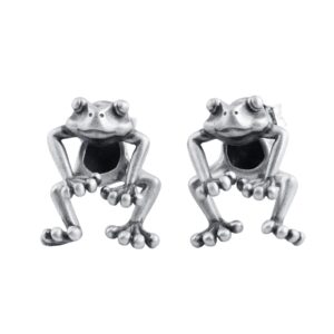 lovecom 2 piece frog 925 sterling silver dangle post earrings for women cute frog vintage animal earring jewelry birthday gifts