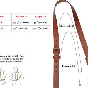 EURYNOME Leather Suspenders For Men Wide Genuine Leather Suspenders Adjustable Brown Personalized groomsmen gifts