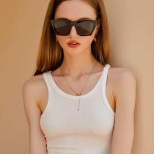 FEISEDY Vintage Polarized Square Cat Eye Sunglasses Women Trendy Fashion Cateye Polarized Sunglasses B2692