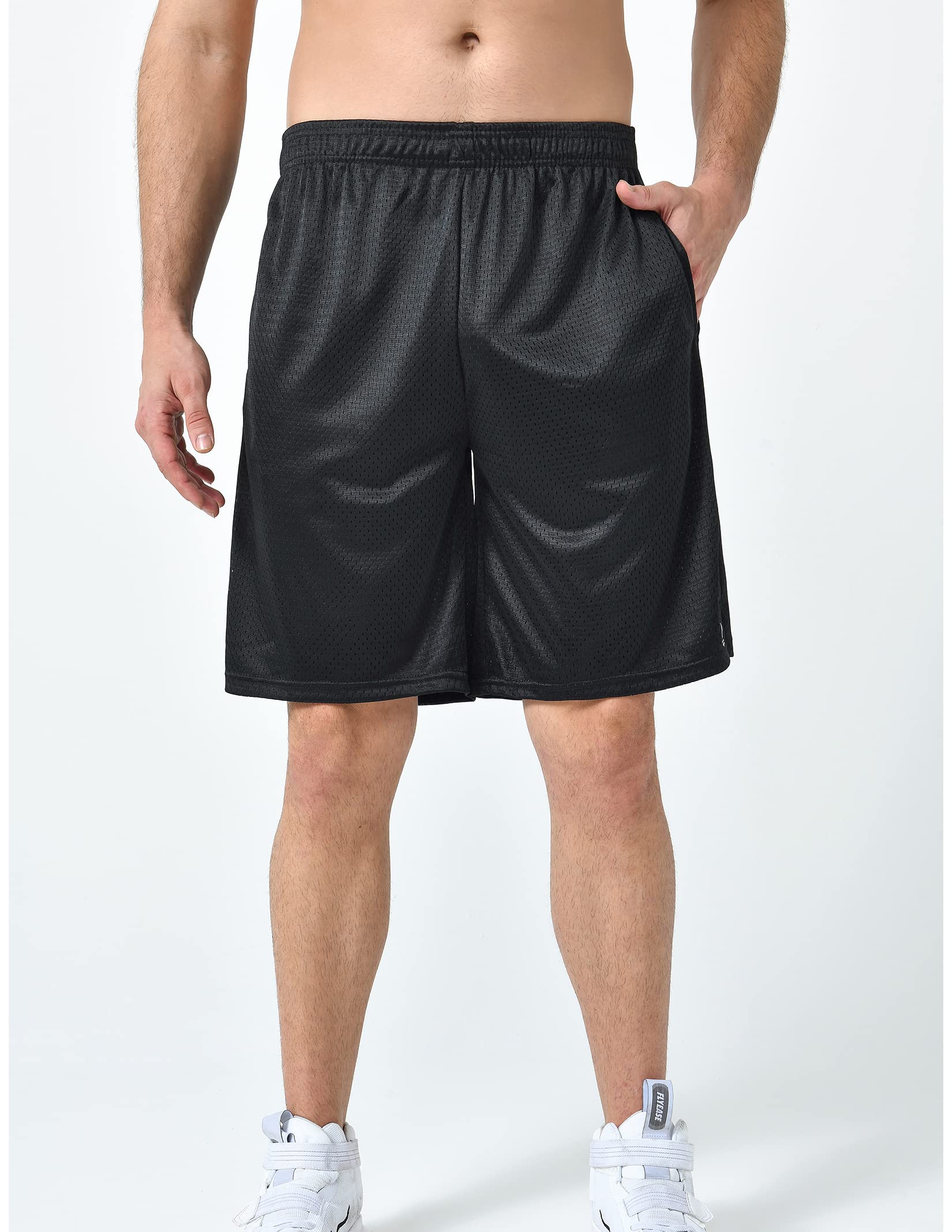 5 Pack: Mens Athletic Shorts, 9" Mesh Basketball Shorts Men Active Gym Shorts with Pockets (Set 1, X-Large)