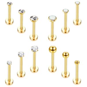 drperfect 12 pcs lip rings for women men 16 gauge stainless steel labret studs cartilage forward helix tragus earrings monroe medusa piercing jewelry