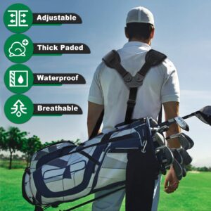 BIG TEETH Golf Bag Straps Swivel Backpack Straps Golf Bag Double Strap, Backpack Straps Replacement Adjustable Thick Padded Bag Strap, Universal Comfort Easy Installation (2 Buckle Connected Black)