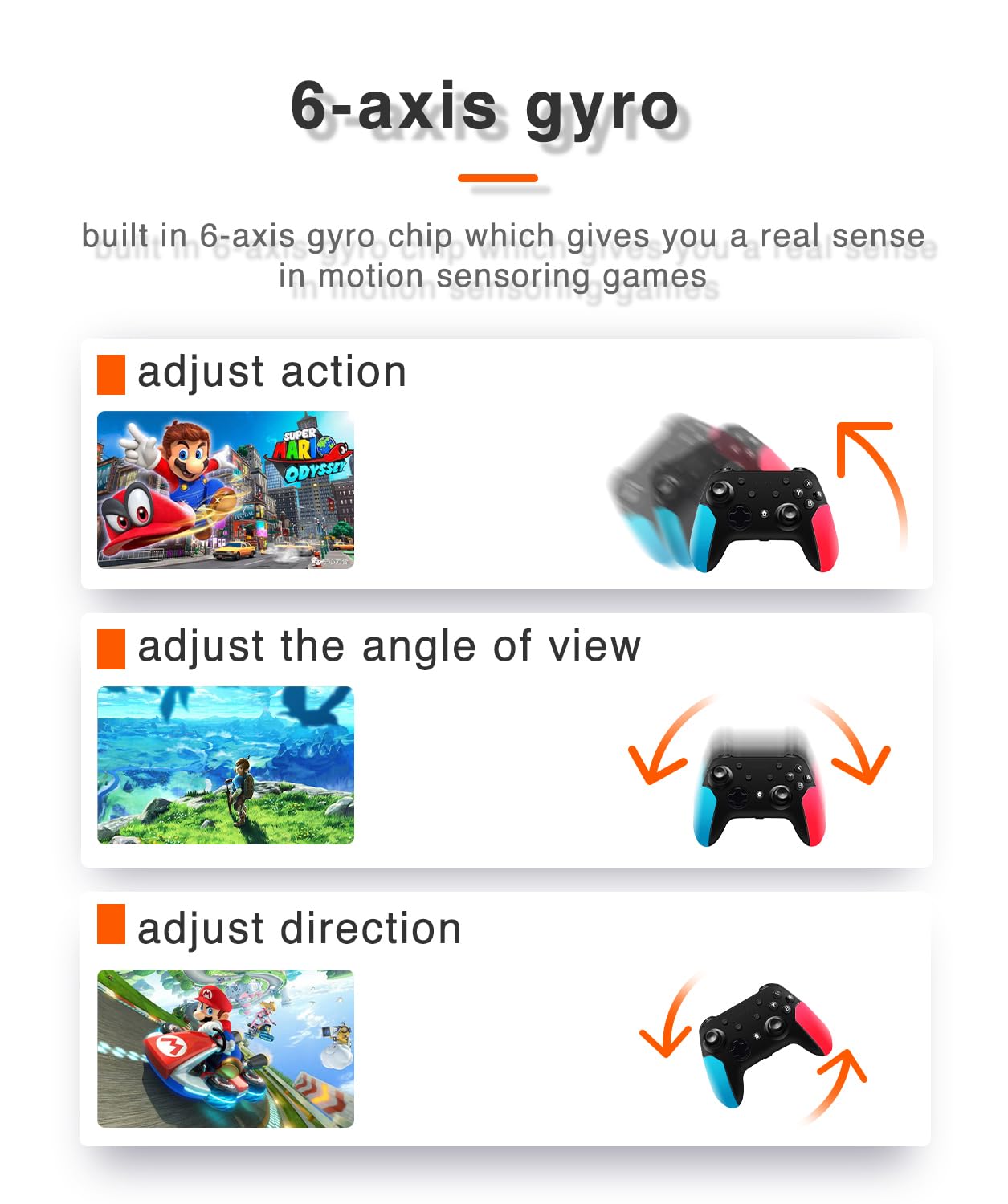 Wireless Switch Pro Controller for Nintendo Switch with Adjustable Turbo Function,Dual Vibration Function,Gyro 6-Axis and High Battery Life. Remote Gamepad Joystick for Switch Console, Red&Blue