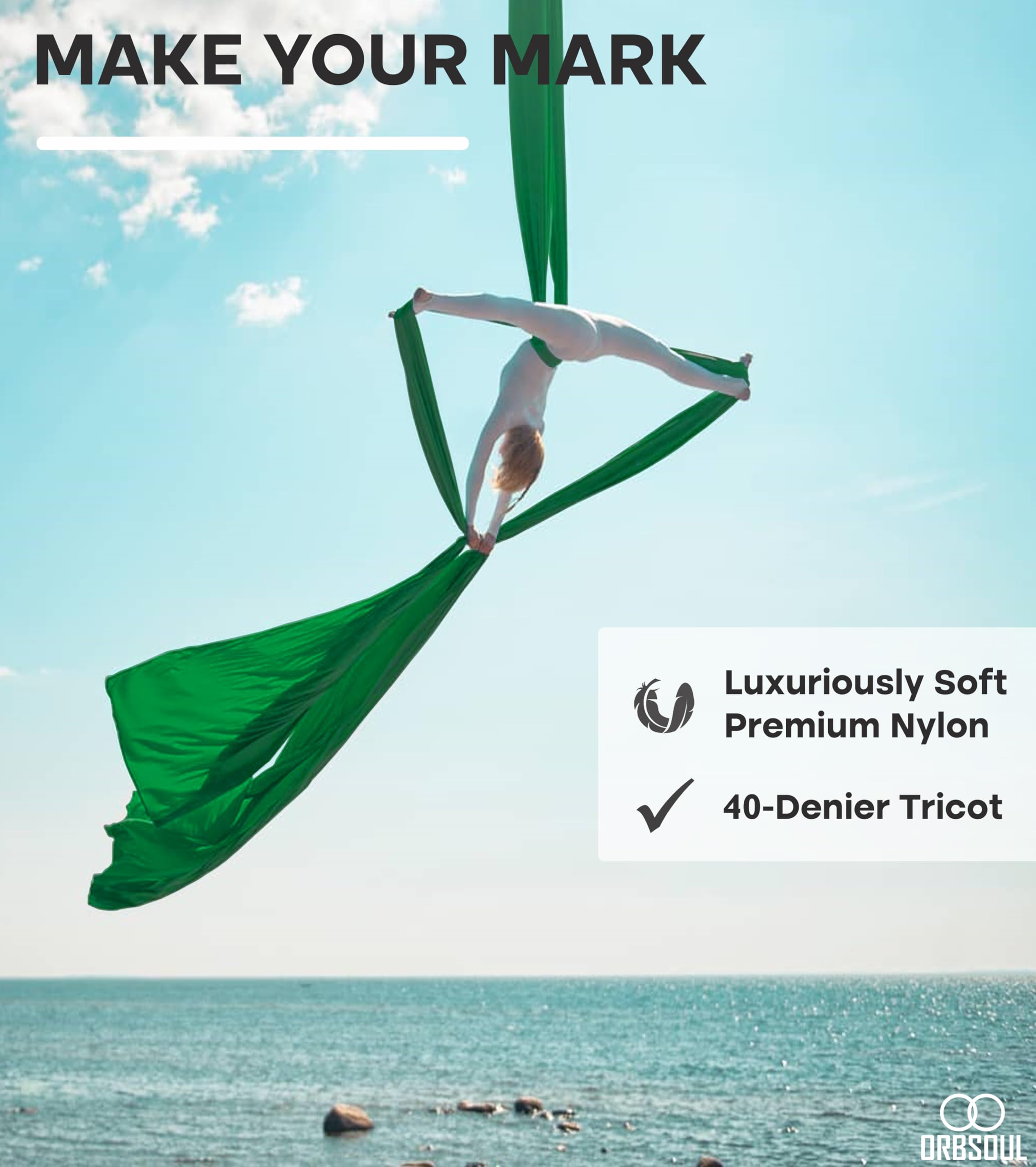 Aurora PRO Aerial Silks + Yoga Hammock (Full Rigging Hardware) Safety CE Certified - 100% Premium Nylon in 40 Denier