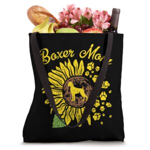 Boxer Mom Sunflower Paw Print Pet Dog Lover Owner Women Gift Tote Bag