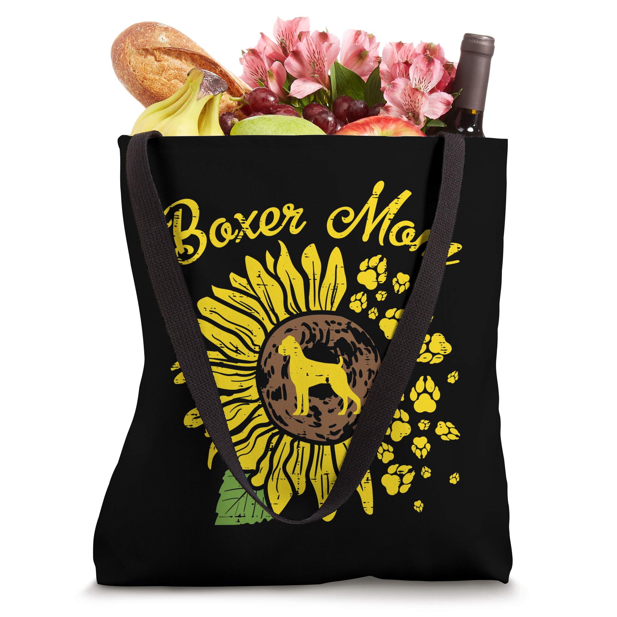 Boxer Mom Sunflower Paw Print Pet Dog Lover Owner Women Gift Tote Bag