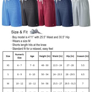 5 Pack Boys Athletic Shorts Mesh Basketball Youth Apparel Kids Sports Active Gear with Pockets (Set 1, Large)