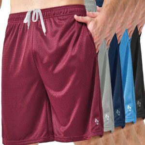 5 Pack: Mens Athletic Shorts, 9" Mesh Basketball Shorts Men Active Gym Shorts with Pockets (Set 1, X-Large)