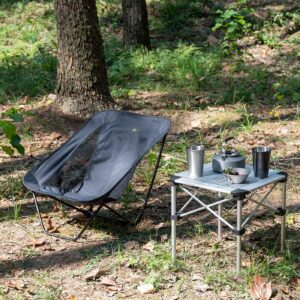 iClimb Lightweight Stable Alu. Folding Square Table Roll Up Top with Carry Bag for Camping Picnic Backyards BBQ Camp Kitchen (Silver, S)